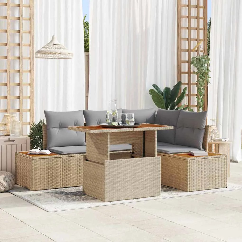 Sada zahradních pohovek 5 ks Beige a šedá 3350067