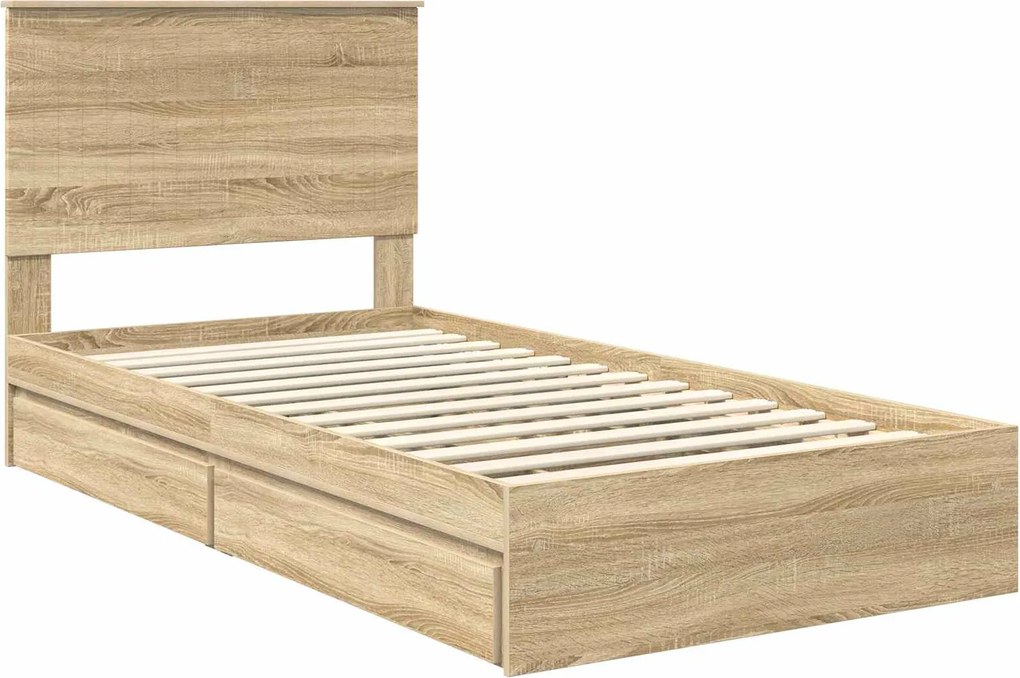 Postel s úložným prostorem se zásuvkou Sonoma dub 100 x 200 cm 3411238