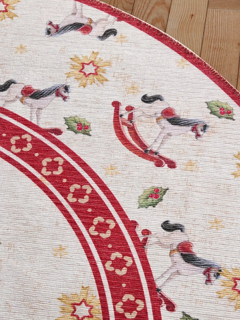 Villeroy & Boch Kusový koberec Toy's delight 106275 Cream, Red kruh, 160x160 (průměr) kruh, červená, obývací pokoj