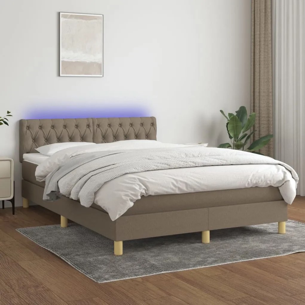 Box spring postel s matrací a LED taupe 140x190 cm textil 3133953