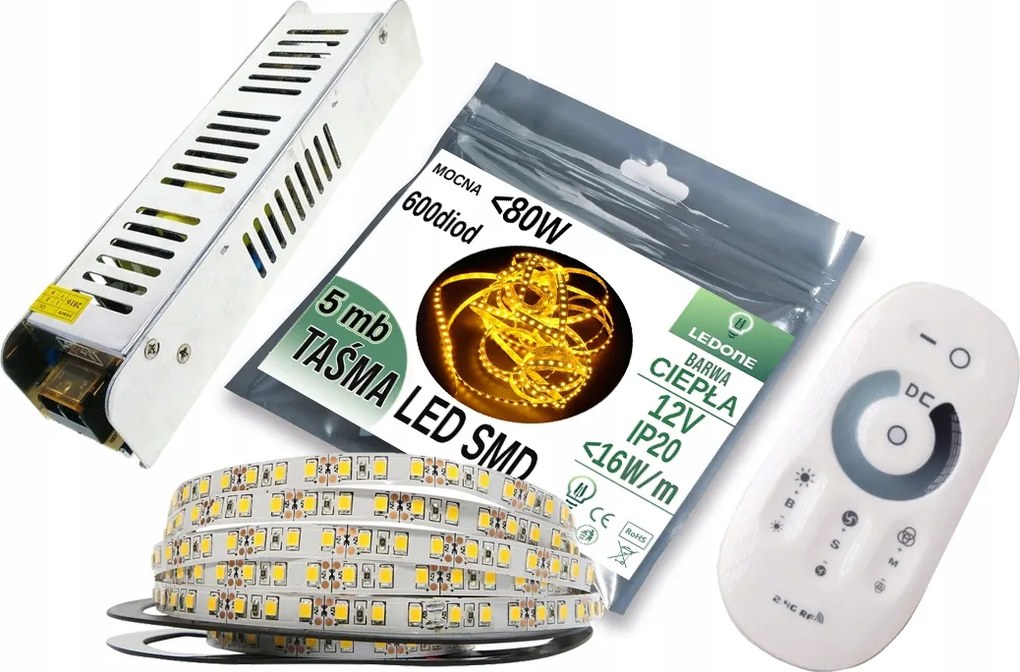 Set Led pásek 2835 IP20 5M Bílá Teplá Dotyk