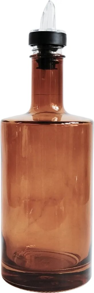 Skleněná láhev na olej 500 ml hnědá s čirou nálevkou VILO