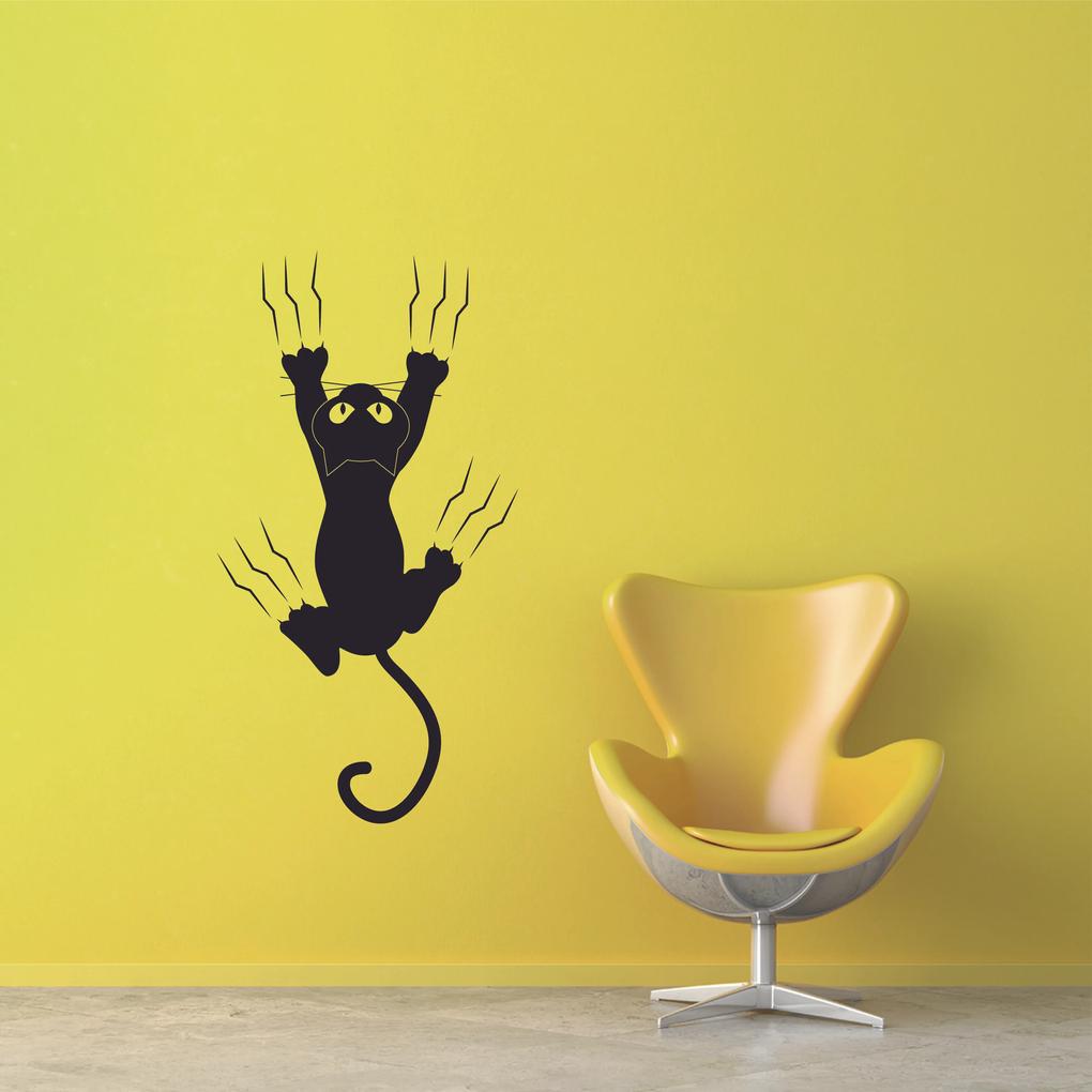 Samolepka na zeď - Škrábající kočka (32x60 cm) - PopyDesign