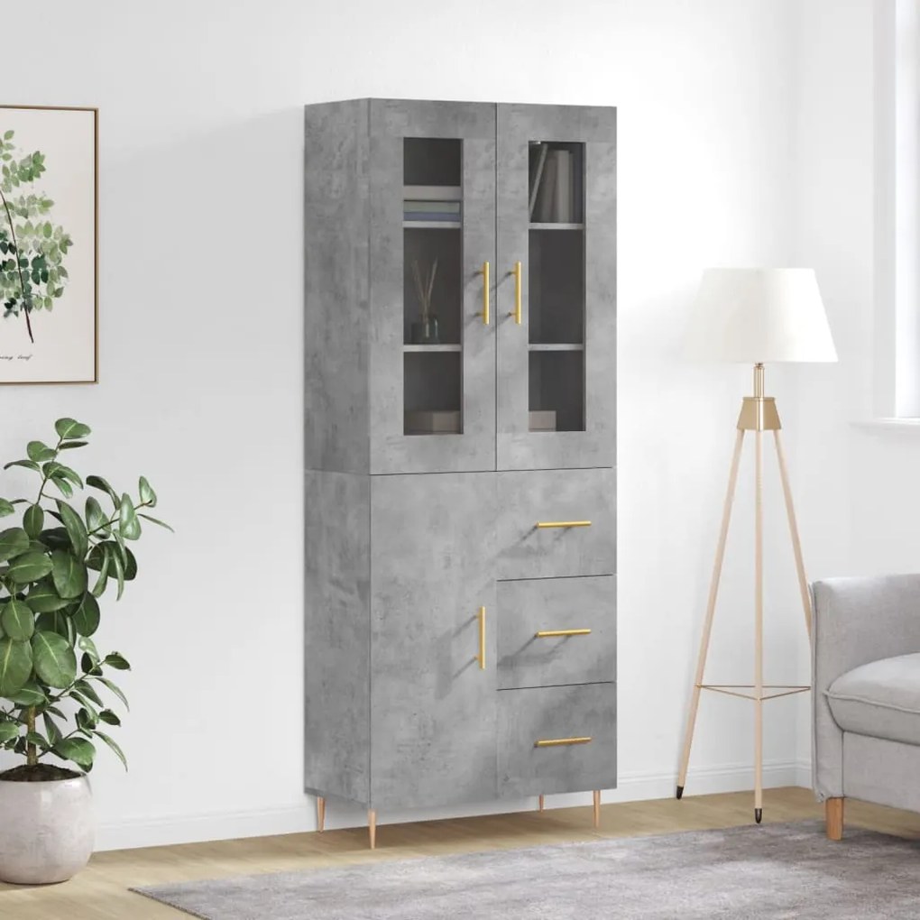 Skříň highboard betonově šedá 69,5x34x180 cm kompozitní dřevo - Default Title