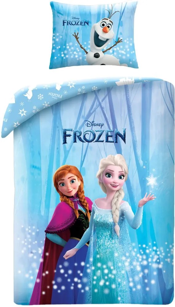 Ložní povlečení Ledové království - Frozen - motiv Princezny v kouzelném lese - 100% bavlna - 70x90 cm + 140x200 cm