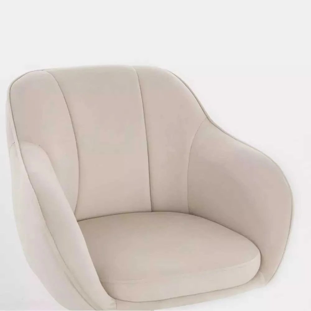 LuxuryForm DESIGN Otočná židle AVOLA VELUR na zlatém kříži - krémová