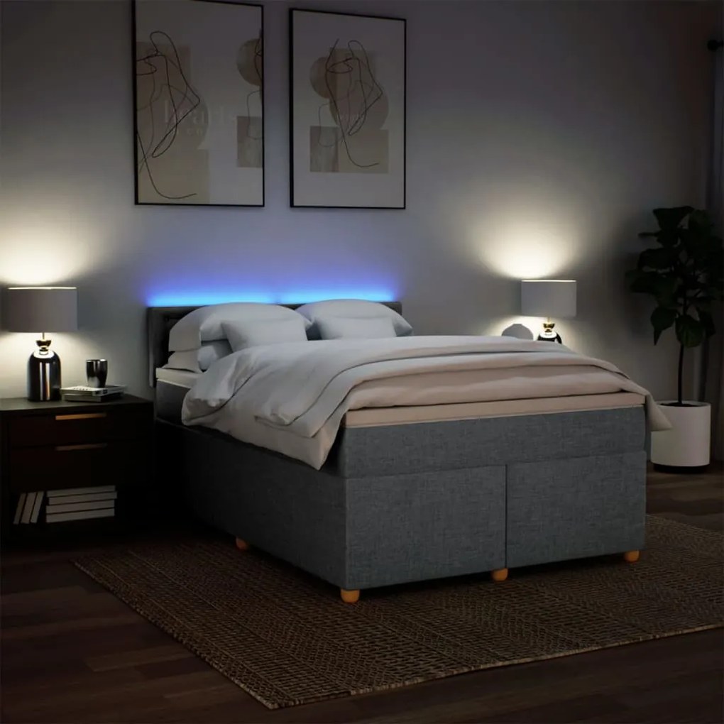 Box spring postel s matrací světle šedá 140 x 190 cm textil 3288989