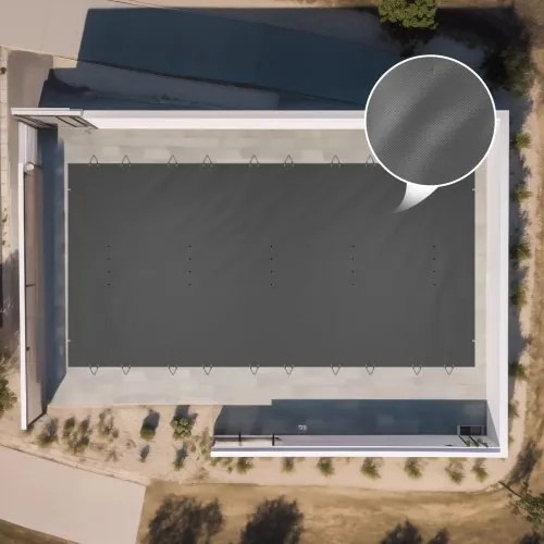 Bezpečnostní kryt bazénu, 3,51 × 5,97 m zapuštěný kryty bazénu z PVC s dřevěným uhlím