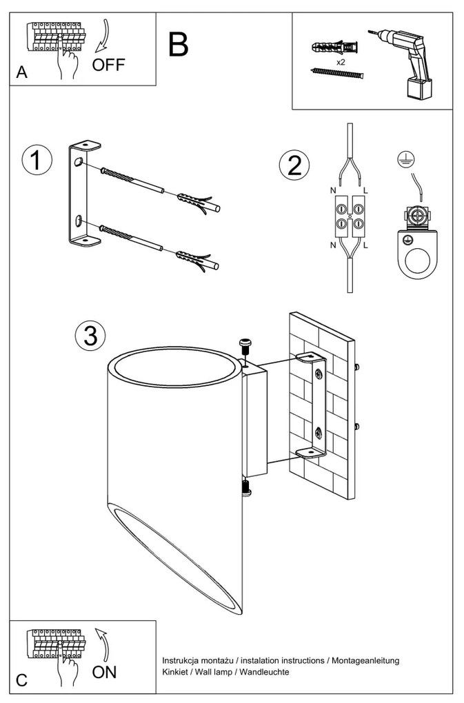Nástěnné svítidlo Penne, 1x černé kovové stínítko