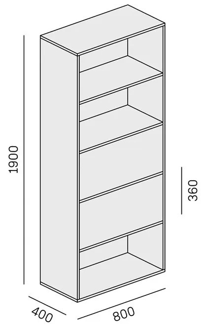 PLAN Vysoký kancelářský policový regál LAYERS, 2 boxy, 800 x 400 x 1905, dub přírodní / dub mořený