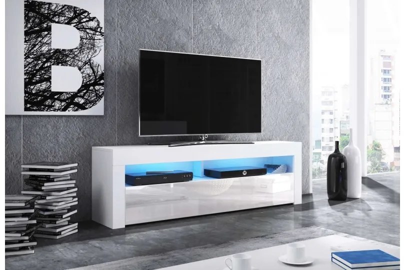 VIVALDI Televizní stolek MEX 140 cm bílý, s LED osvětlením