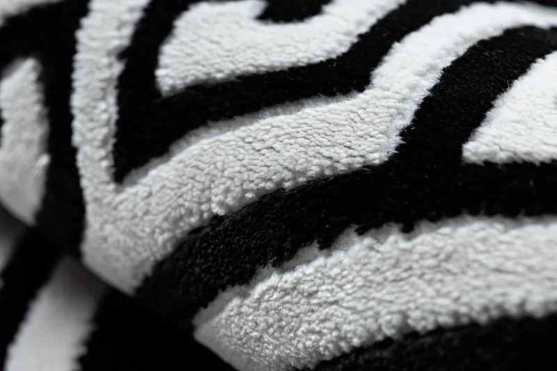Dywany Łuszczów, Kusový koberec Gloss 6776 85 greek black/ivory kruh, 200x200 (průměr) kruh, černobílá, chodba / předsíň