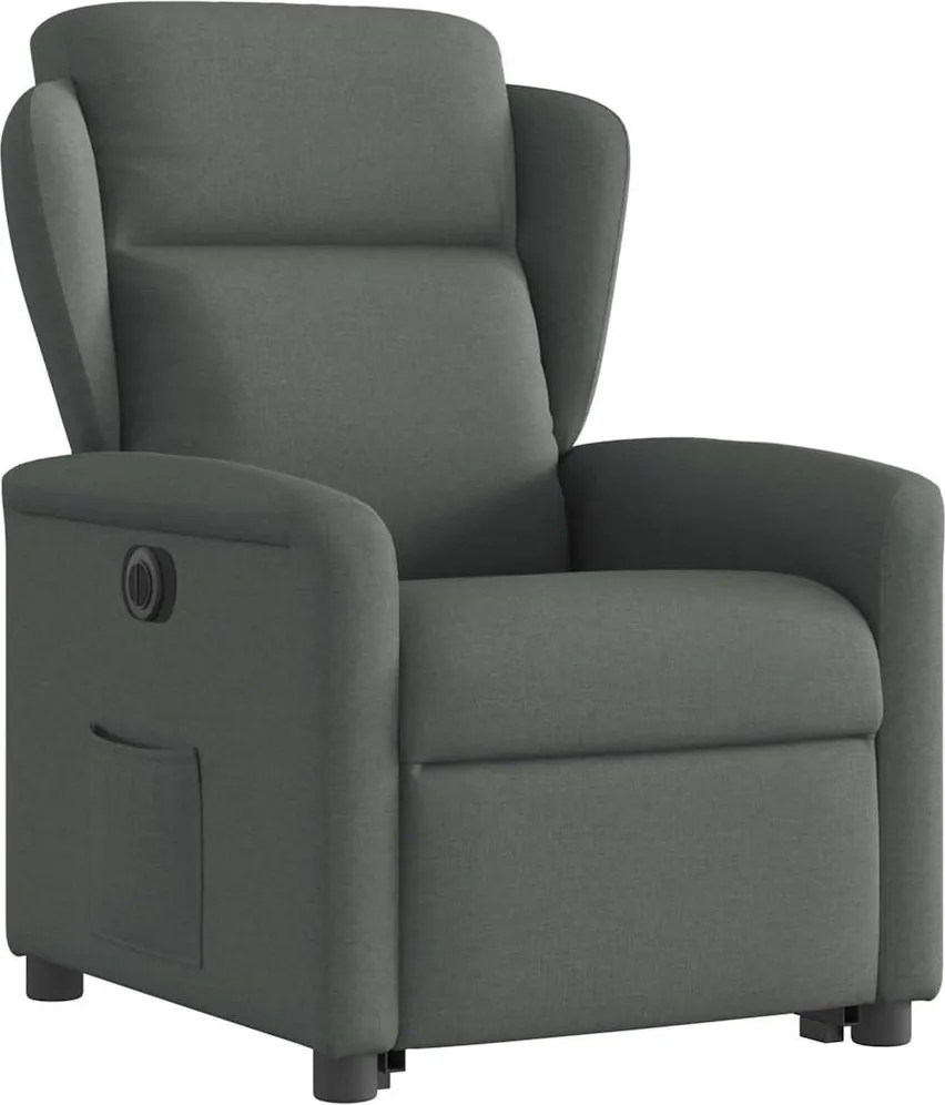 Elektrické zvedací polohovací křeslo tmavě šedé textil 3303155