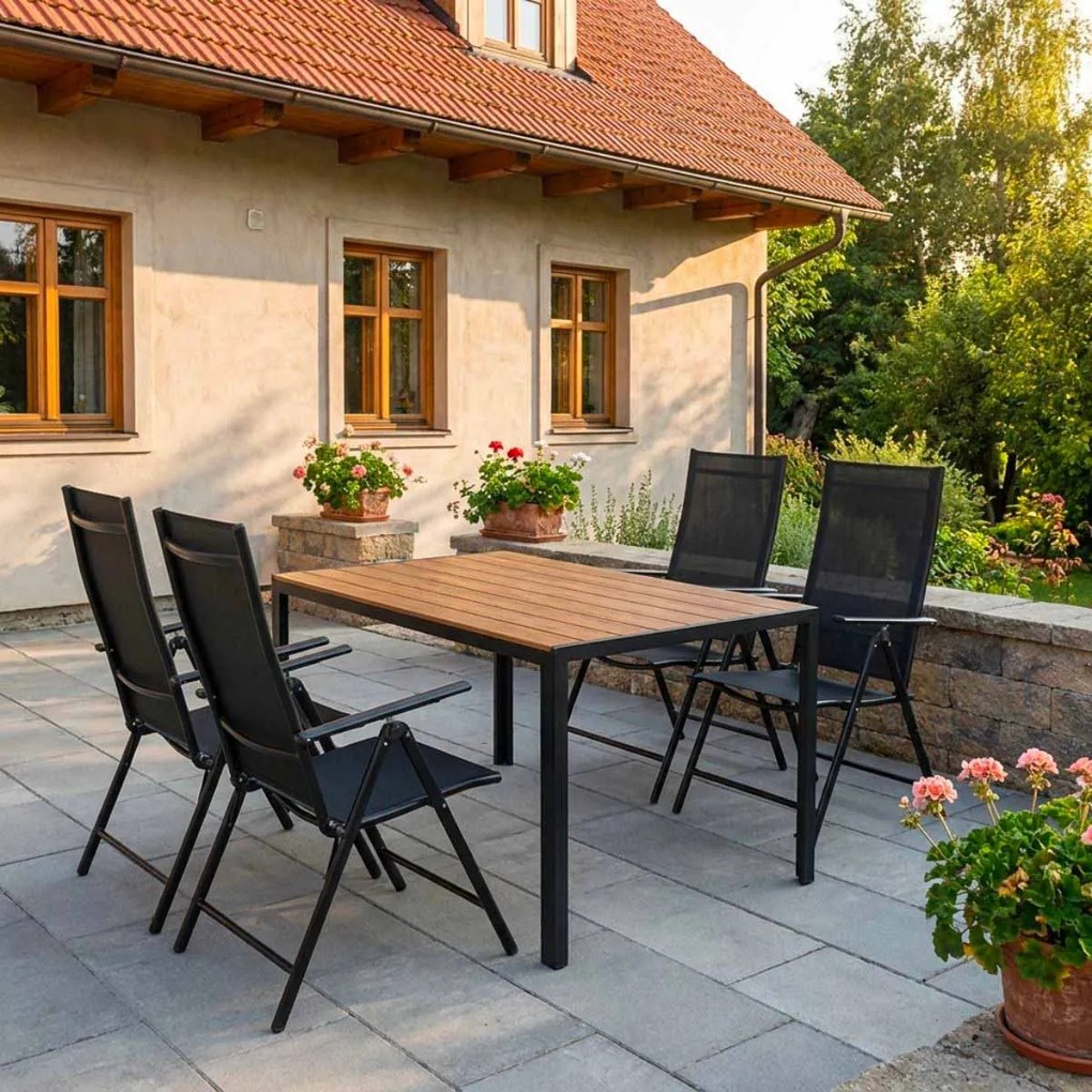 Vikio Zahradní set 140x80 pro 4 osoby skládací židle V134-P2 přírodní