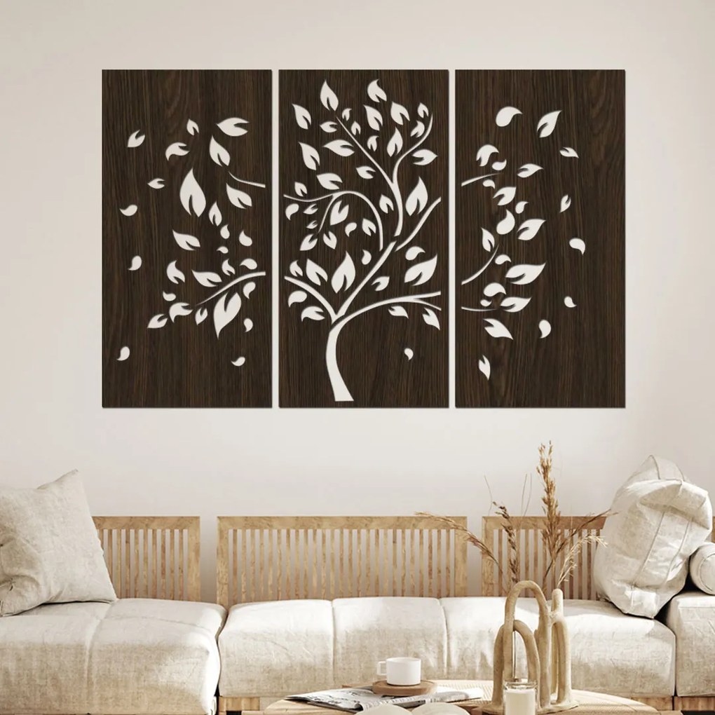 dřevo života 3 dílný dřevěný strom PODZIM Zvolte barvu dekoru: Wenge, Rozměry (cm): 120x80