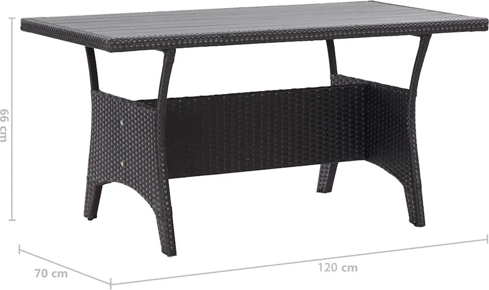Zahradní stůl černý 120 x 70 x 66 cm polyratan 316585