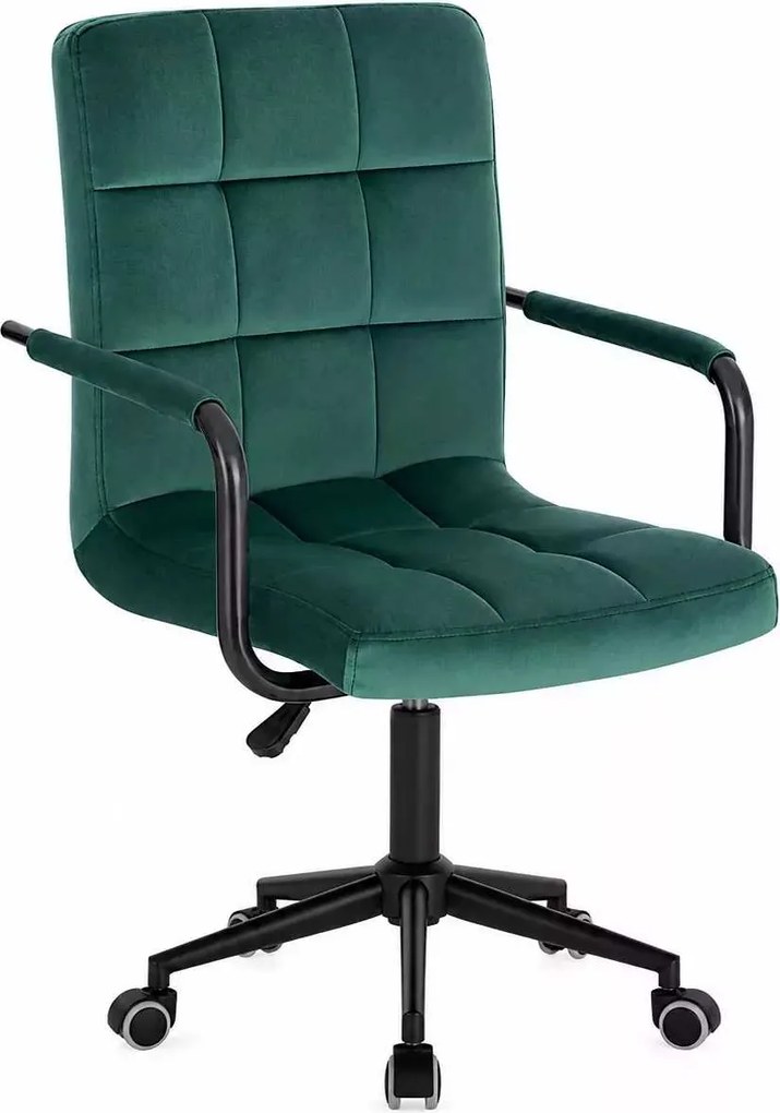 LuxuryForm DESIGN Otočná židle VERONA BLACK VELUR na černé podstavě s kolečky - zelená