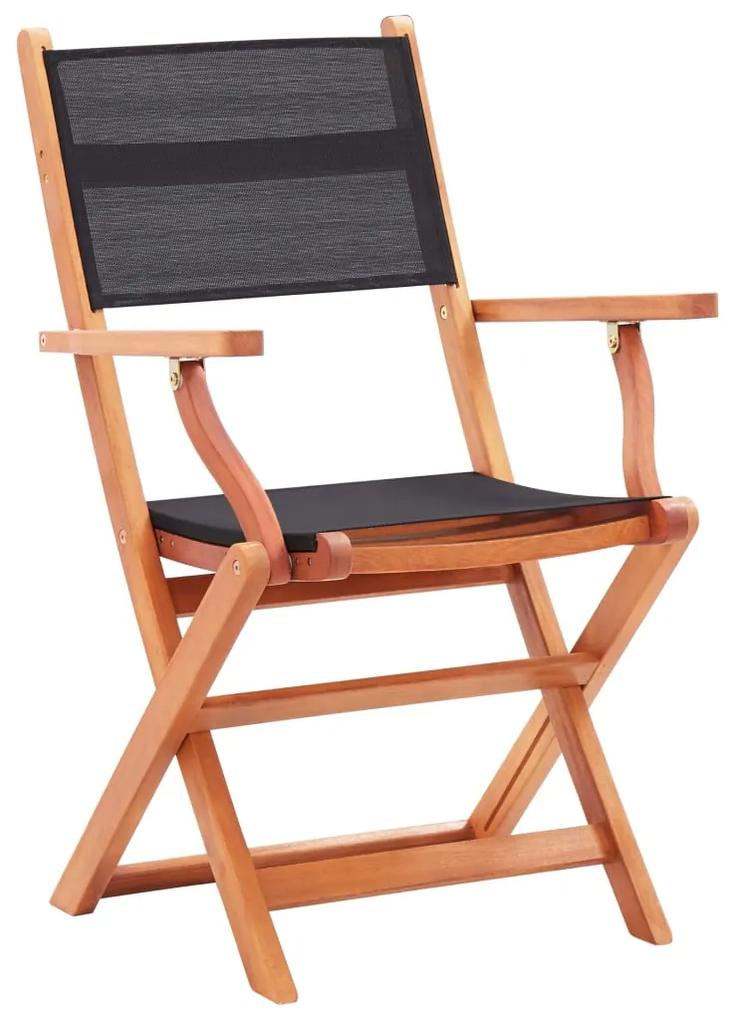 vidaXL Skládací zahradní židle 2 ks černé masivní eukalyptus textilen