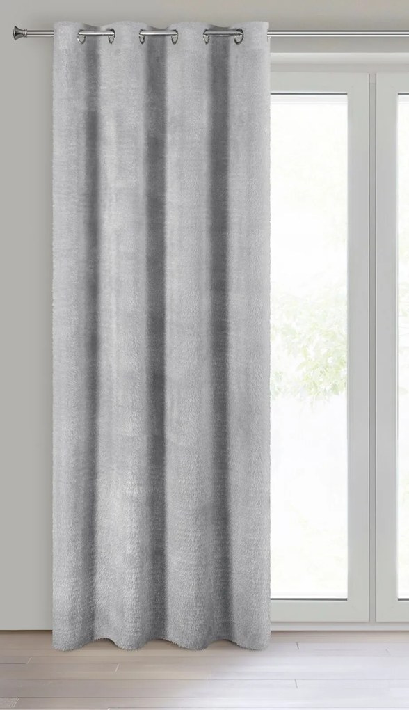 ZÁVĚS NA KROUŽCÍCH AGIS 140X250 CM STŘÍBRNÁ