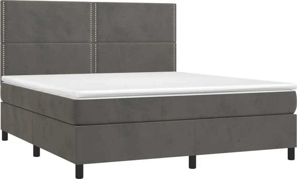 Box spring postel s matrací a LED tmavě šedá 180x200 cm samet 3136078