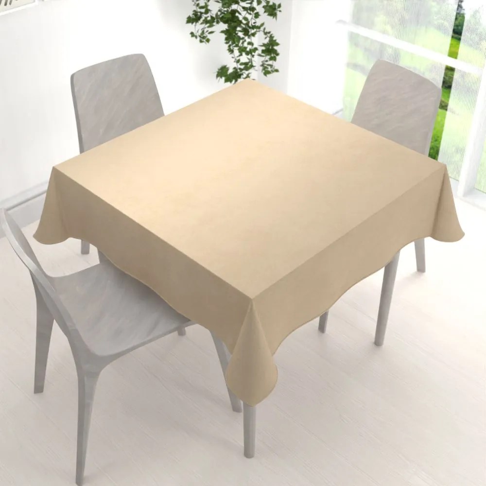 Biante Velký sametový čtvercový ubrus Velvet Premium SVP-045 Kávově béžový 190x190 cm