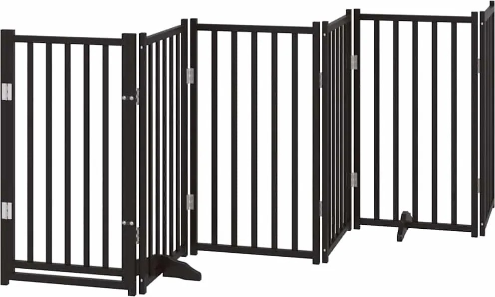 Zábrana pro psy s dvířky skládací 15 panelů černá 750 cm topol 3155714