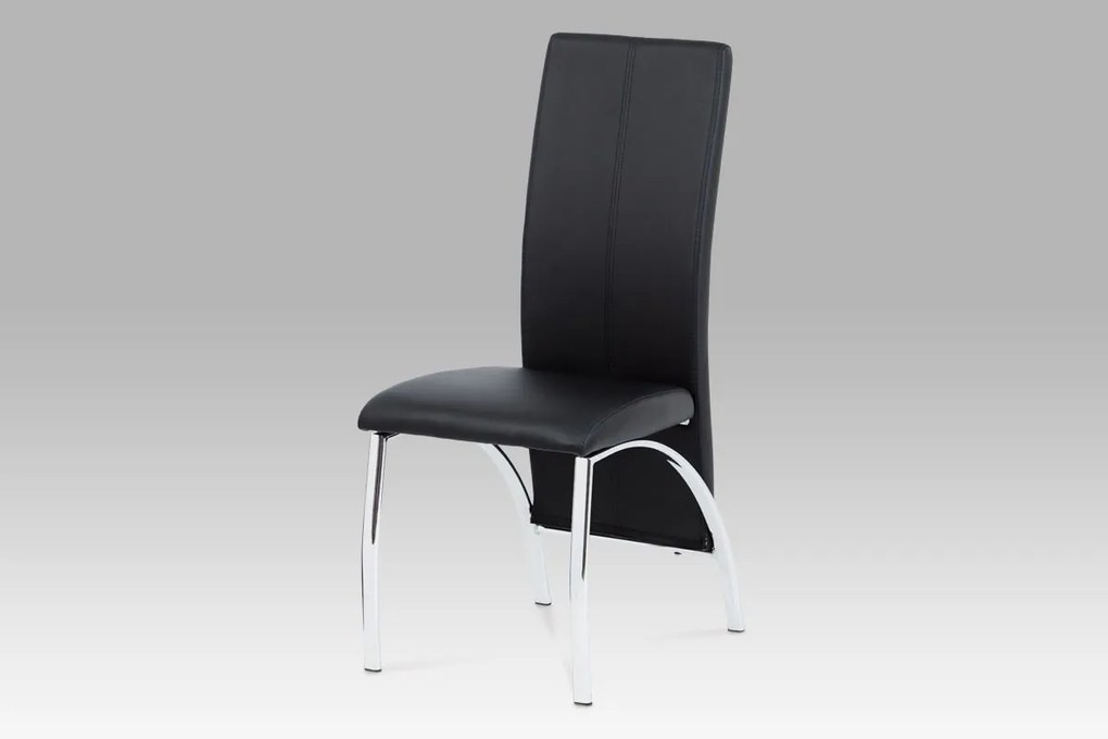 Artium Jídelní židle chrom / koženka černá -  AC-1060 BK