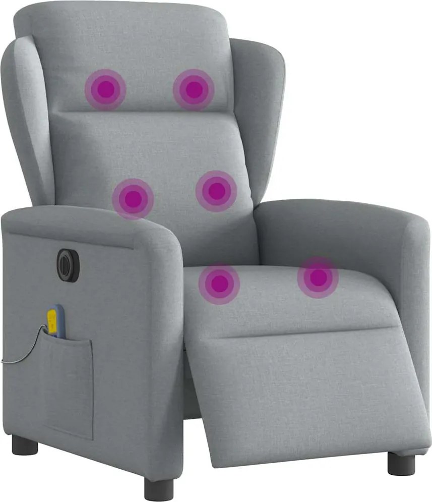Elektrické masážní polohovací křeslo světle šedé textil 3303124