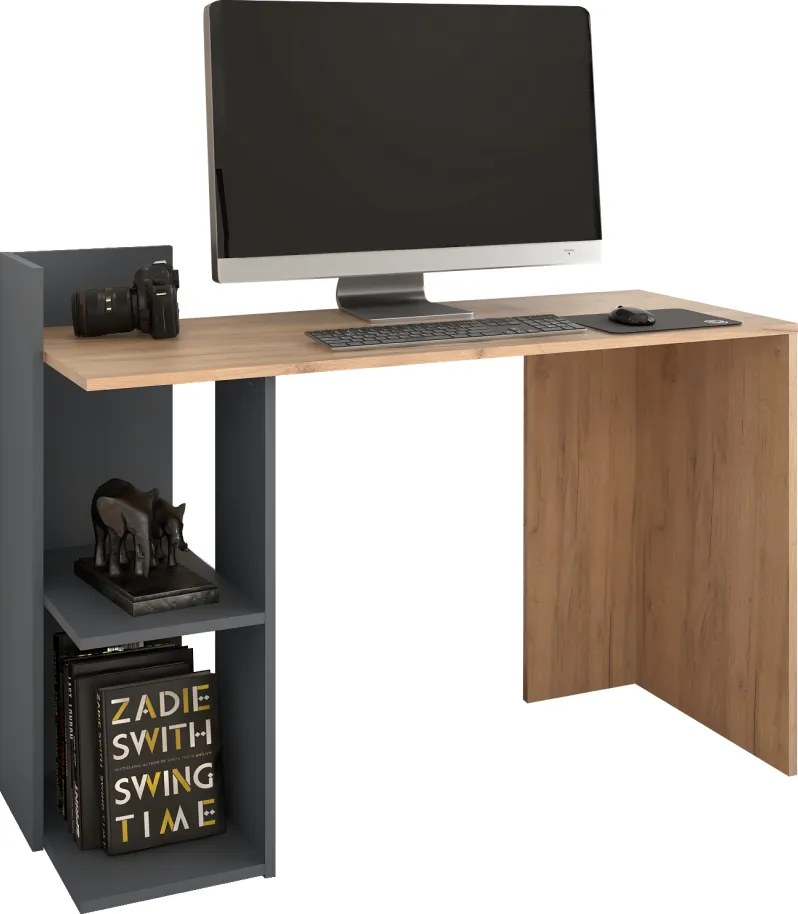 PC stůl, dub craft zlatý/grafit, ZINO NEW