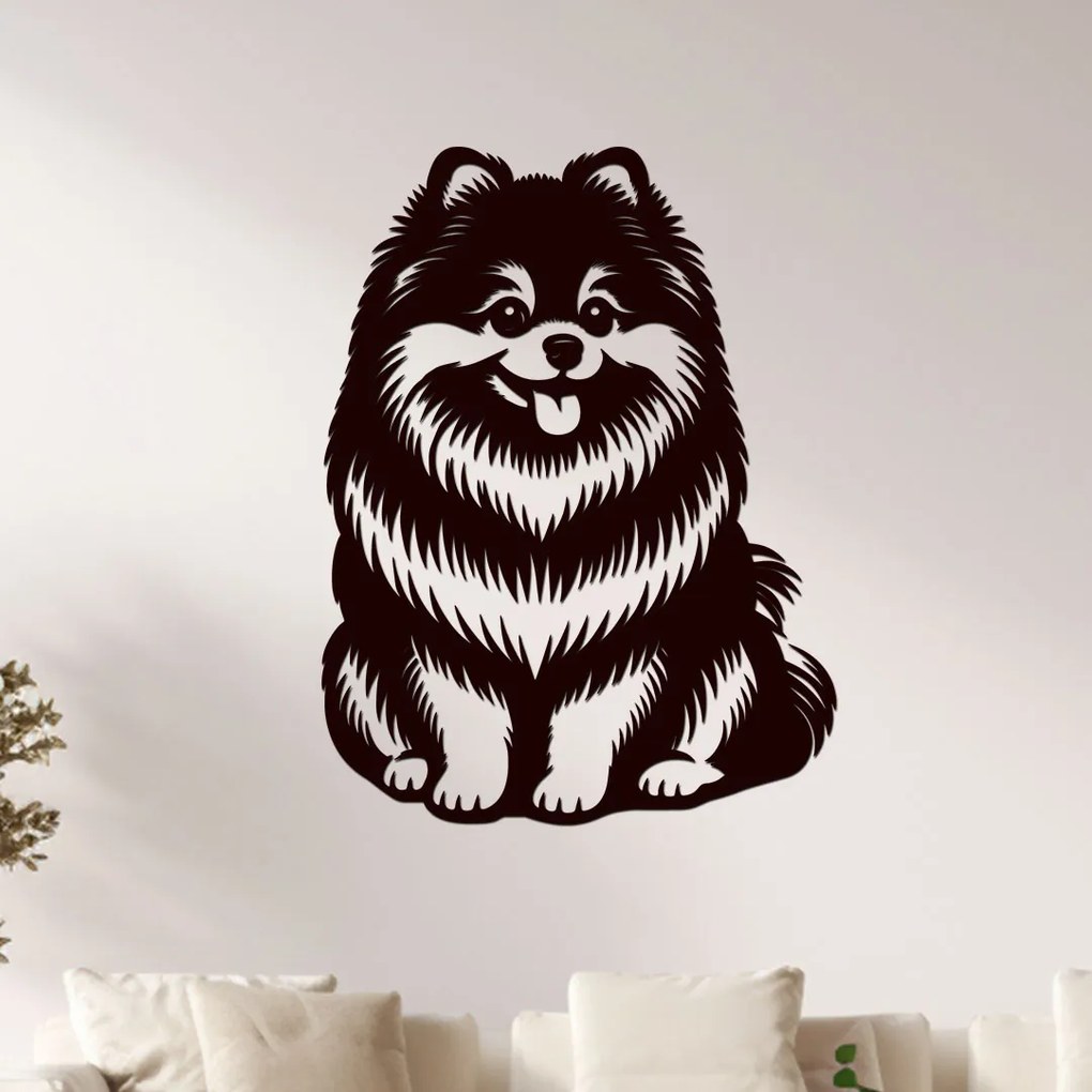 dřevo života Dřevěný obraz psa Pomeranian Zvolte rozměr (cm): 30x40, Zvolte barvu dekoru: Dub Sonoma