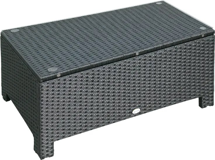 Zahradní stolek Outsunny z polyratanu odolného proti povětrnostním vlivům černý 85x50x39cm na balkon terasu | Aosom.de