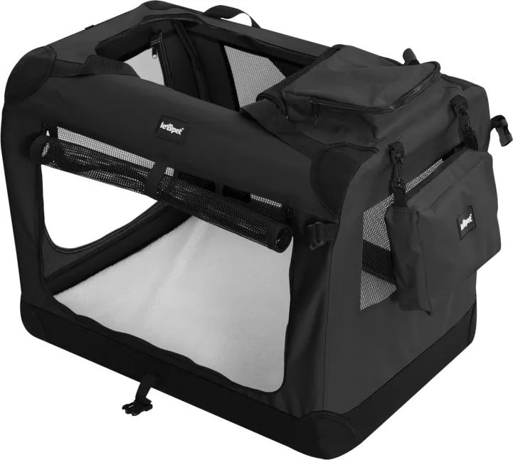 Leopet Přepravní box pro psy XXL, 91 x 63 x 63 cm, černý