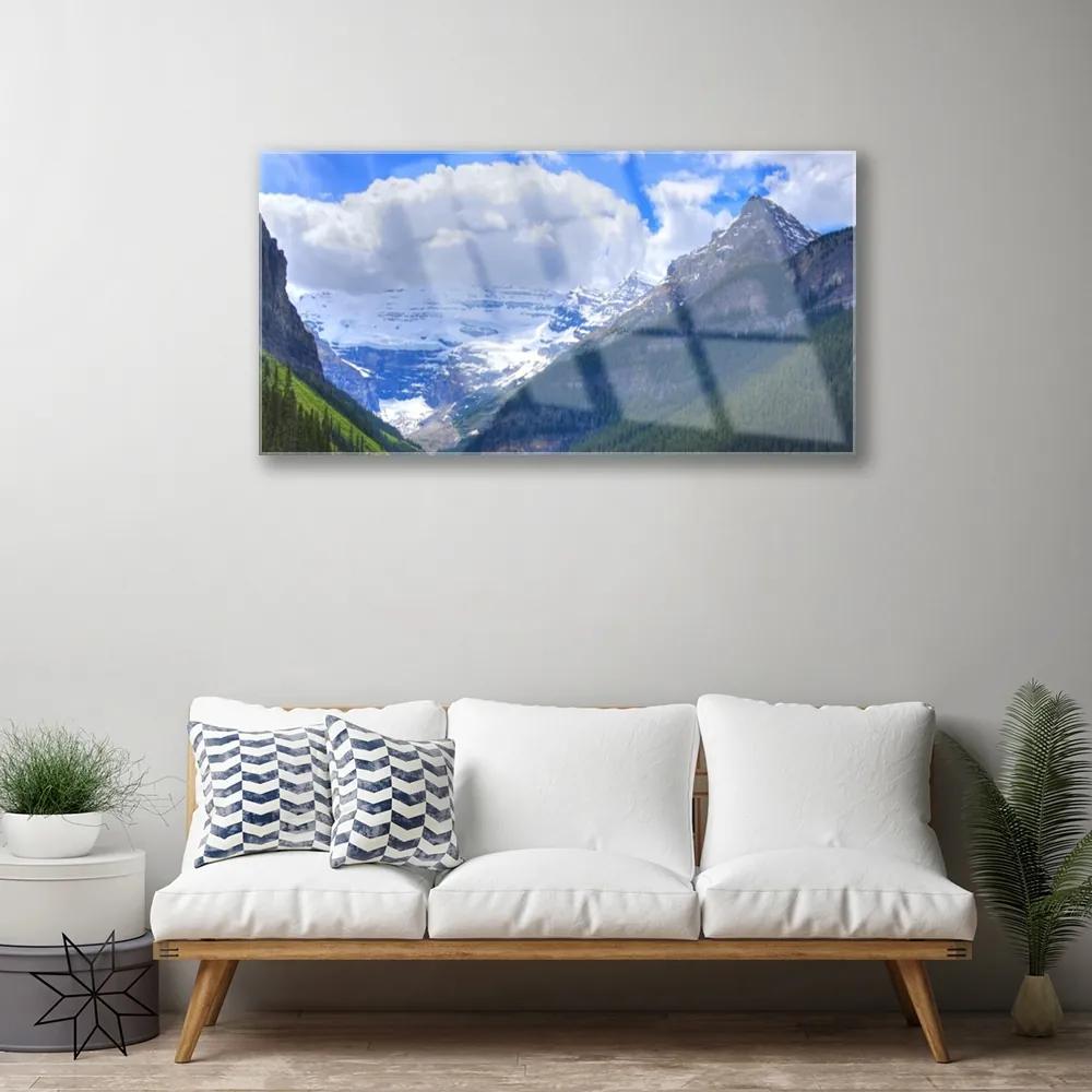 Obraz na skle Krajina Hory 120x60 cm