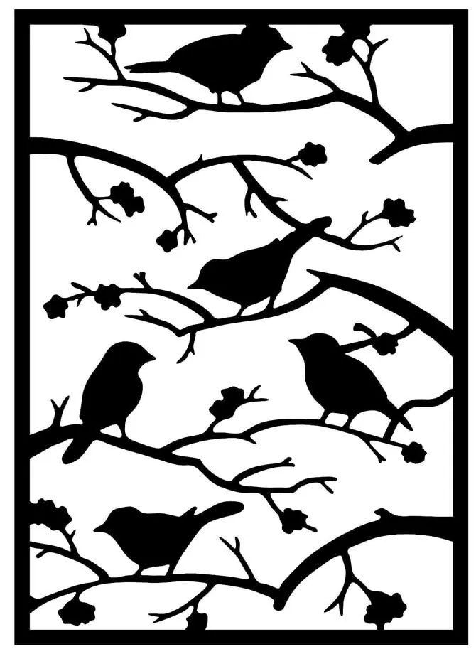 Kovová nástěnná dekorace 47x66 cm Branch & Birds – Wallity