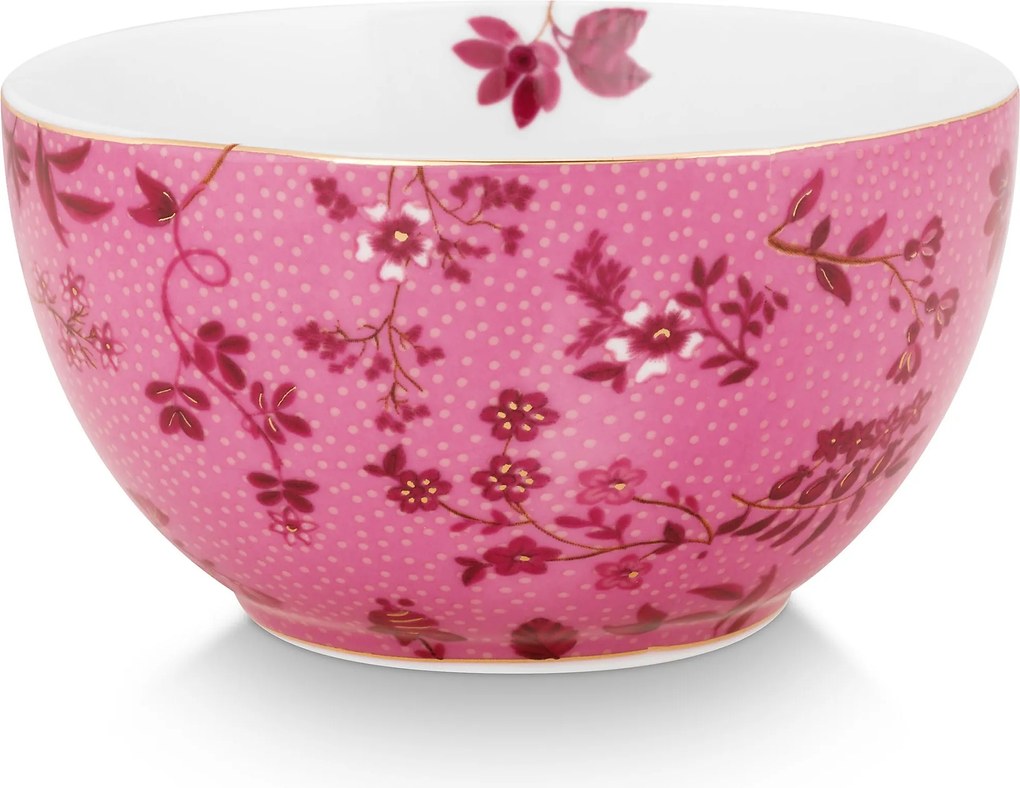 Pip Studio Jolie Flowers miska ∅12cm, růžová (miska z tenkostěnného porcelánu)