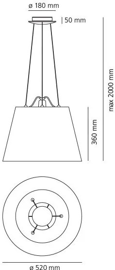 Artemide 0782010A+0780060A Tolomeo Mega sospensione 52, designové závěsné svítidlo, 1x105W E27, stínítka z pergamenu průměr 52cm