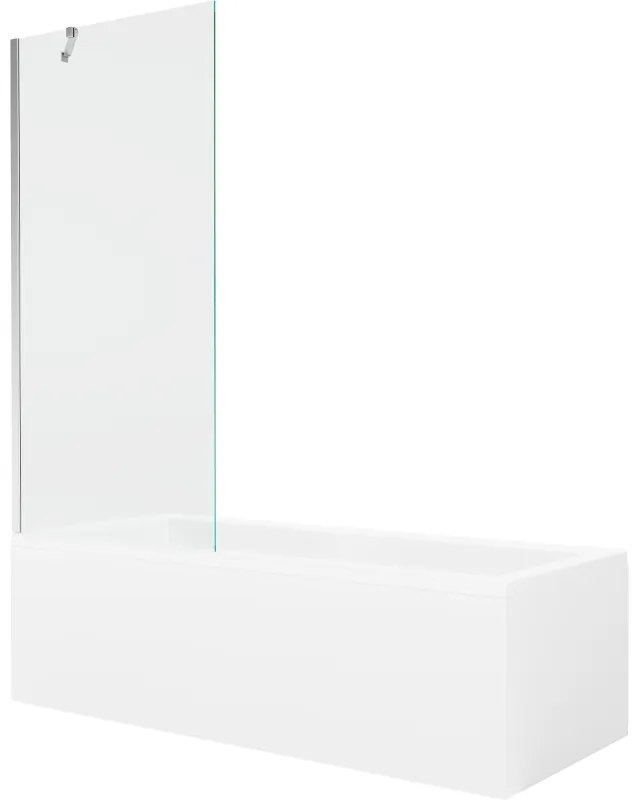 Mexen Cubik obdélníková vana 170 x 70 cm s opláštěním a 1křídlovou zástěnou 80 cm, transparentní, chrom - 550317070X9508000001