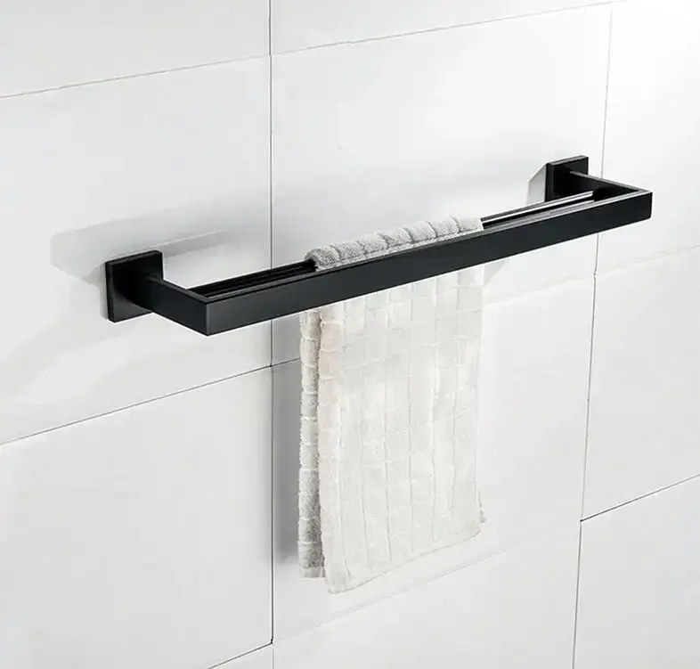 CERANO - Nástěnný držák na ručníky Alto, 60 cm, černá matná, CER-CER-479326