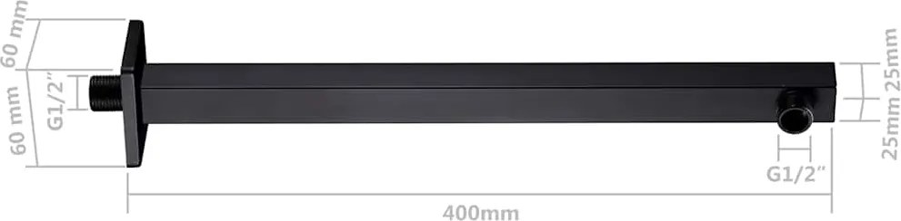 Podpůrné rameno do sprchy hranol nerezová ocel 201 černé 40 cm 147733