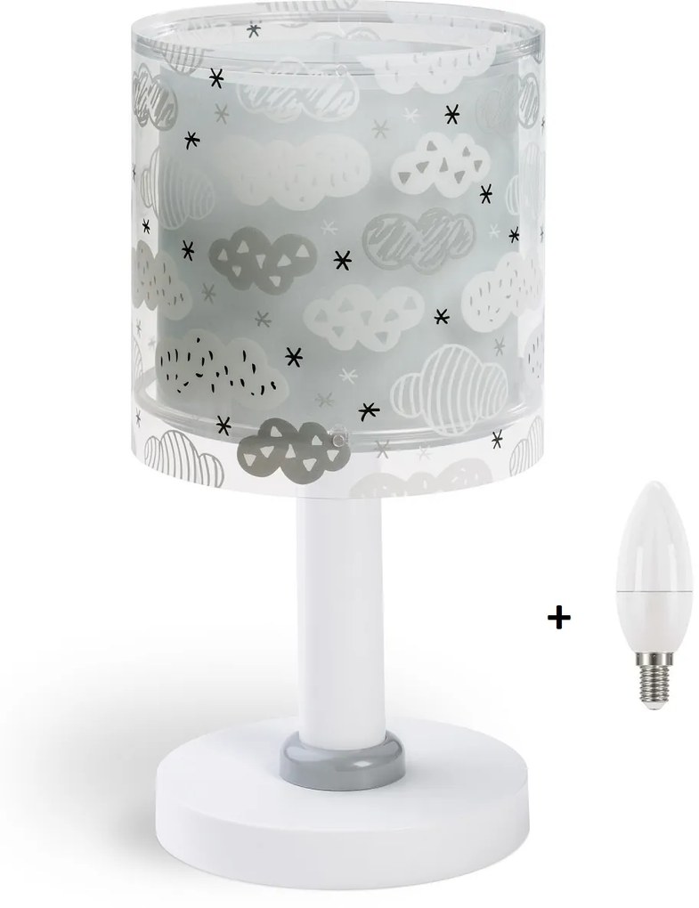 Dalber 41411E CLOUDS grey - Dětská stolní lampička s mráčky v šedé barvě + Dárek LED žárovka