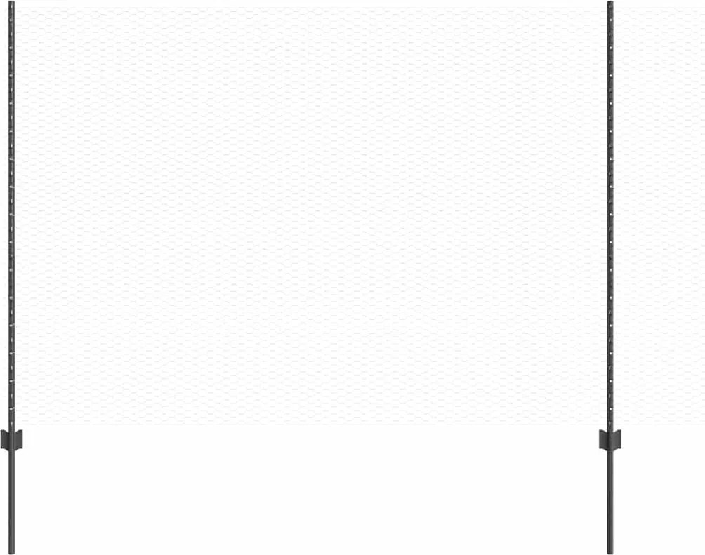 Hexagonální plot s podpěrou 50 x 1,5 m Ocel potažená PVC Šedá 3336906
