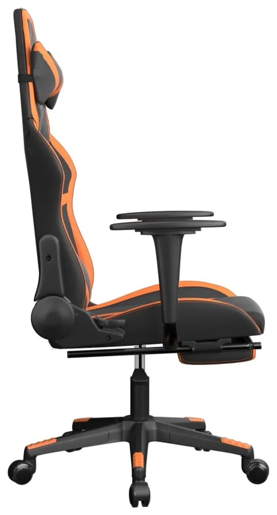 Herní židle s podnožkou černá a oranžová umělá kůže,  3143682
