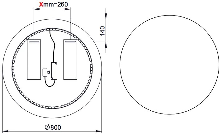 Koupelnové zrcadlo LED HESTIA 80