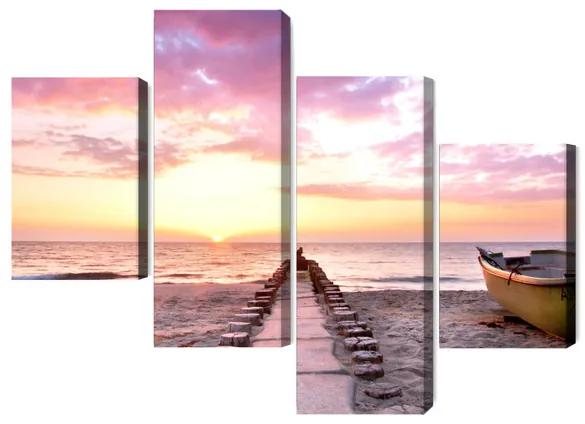 Vícedílný obraz Loď Na Pláži 3D Nedostatek Nedostatek Plátno Canvas 120x75