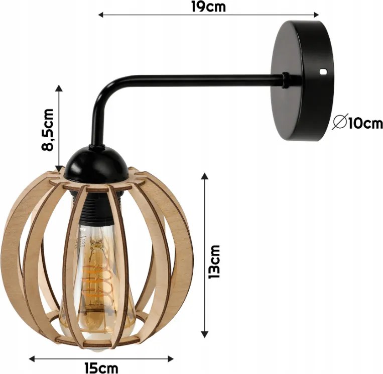 Nástěnná lampa 1x E27 LOFT edison LED svítidlo nad zrcadlem dřevěná
