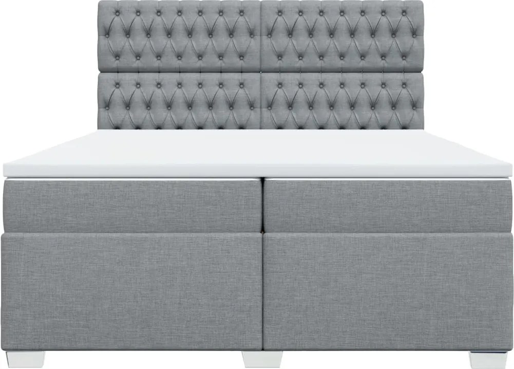 Box spring postel s matrací světle šedá 200 x 200 cm textil 3290602