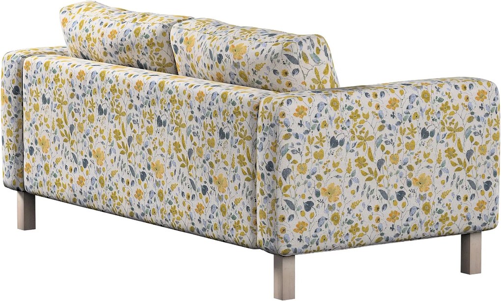 Potah na pohovku IKEA Karlstad 2-místná, nerozkládací, krátký barva žlutá látka pletený vzor, vzorované