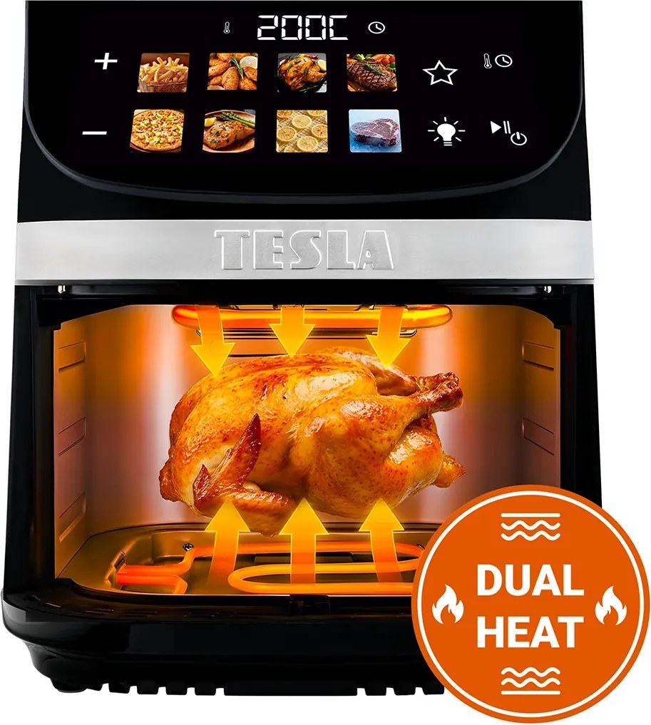 TESLA AirCook DualHeat QD73 XXL - multifunkční digitální horkovzdušná fritéza