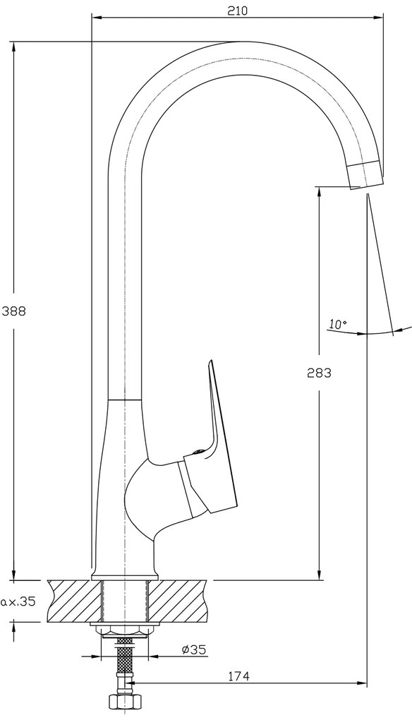 Aqualine, LOTTA stojánková dřezová baterie, chrom, LT603