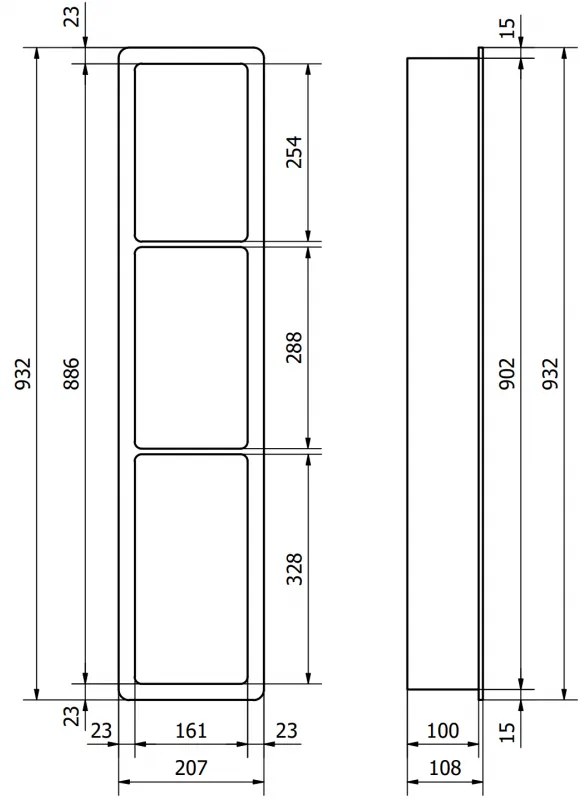 Mexen X-Wall-K, zapuštěná police z konglomerátu 93,2 x 20,7 cm, bílá, 1900932010